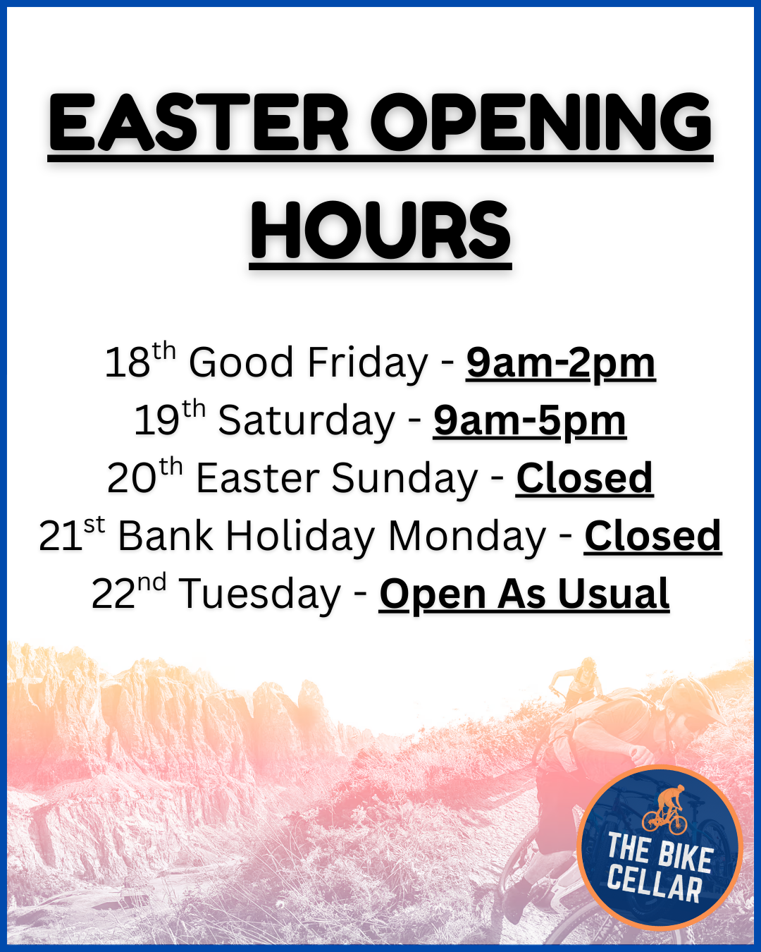Easter Opening At The Bike Cellar